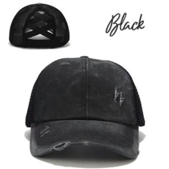 Accessories | Criss Cross Distressed Tucker Hat Black | Poshmark